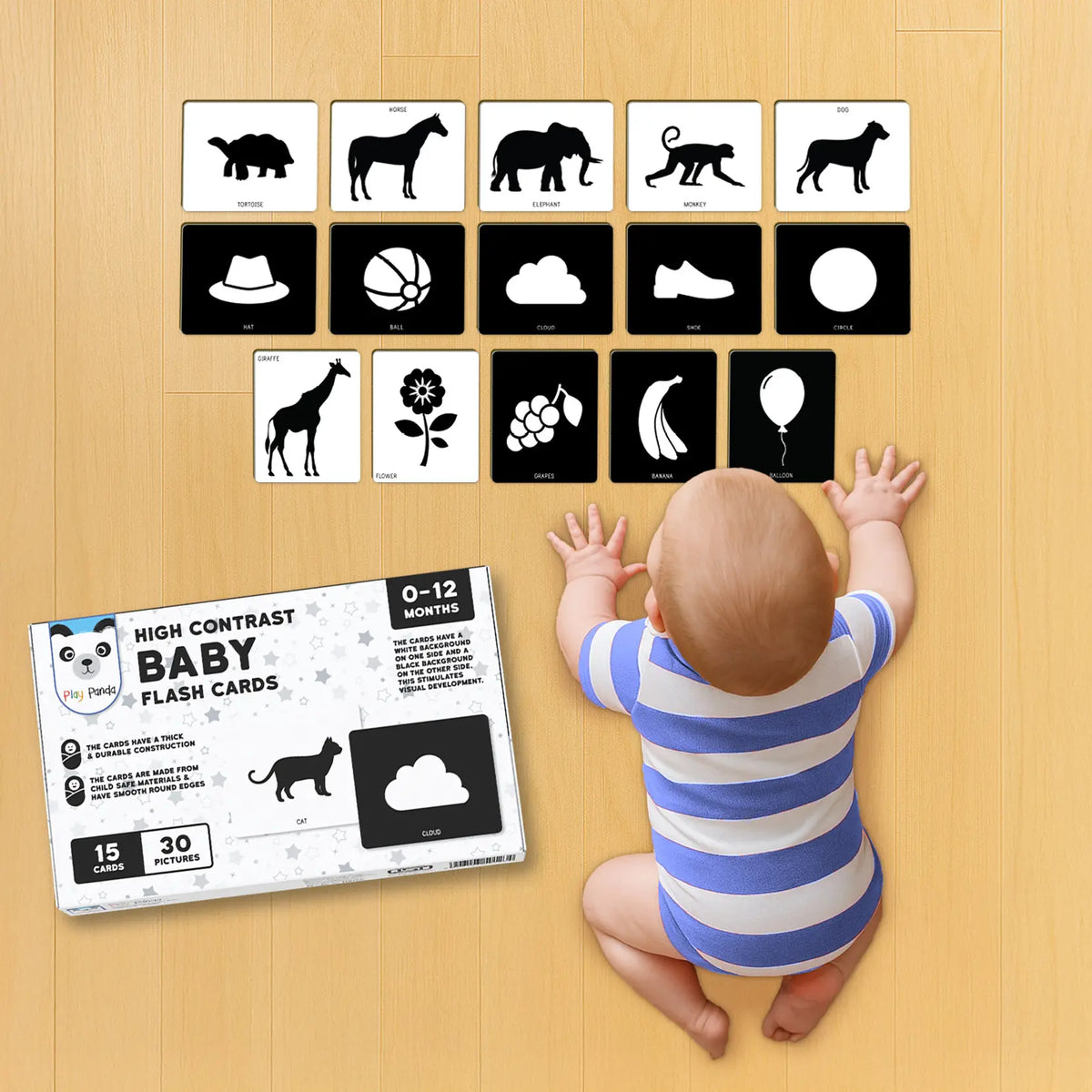 High Contrast Flash Cards Set for New Born Baby and Infants with 30 Pi ...